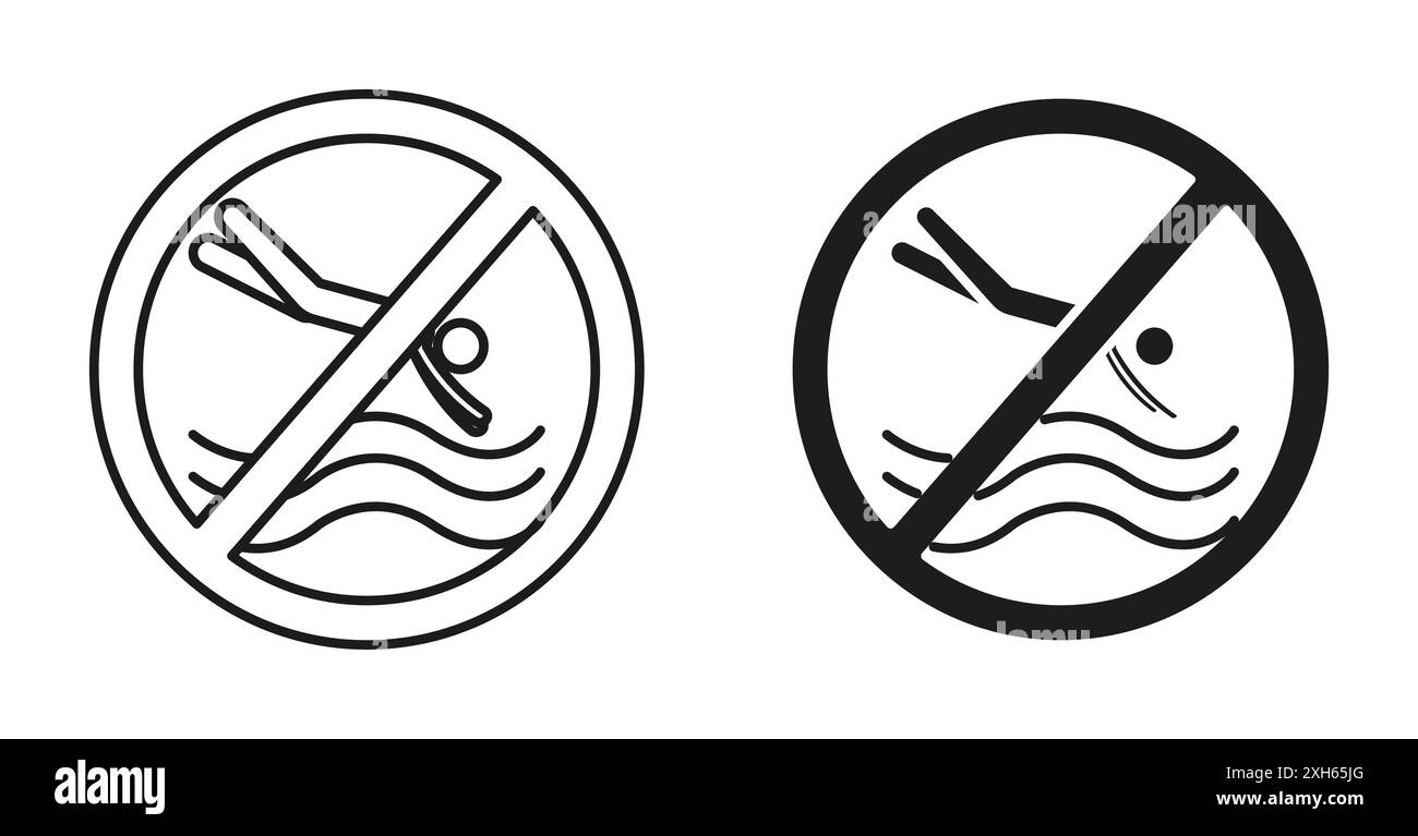 not jump in pool sign icon Vector symbol or sign set collection in ...