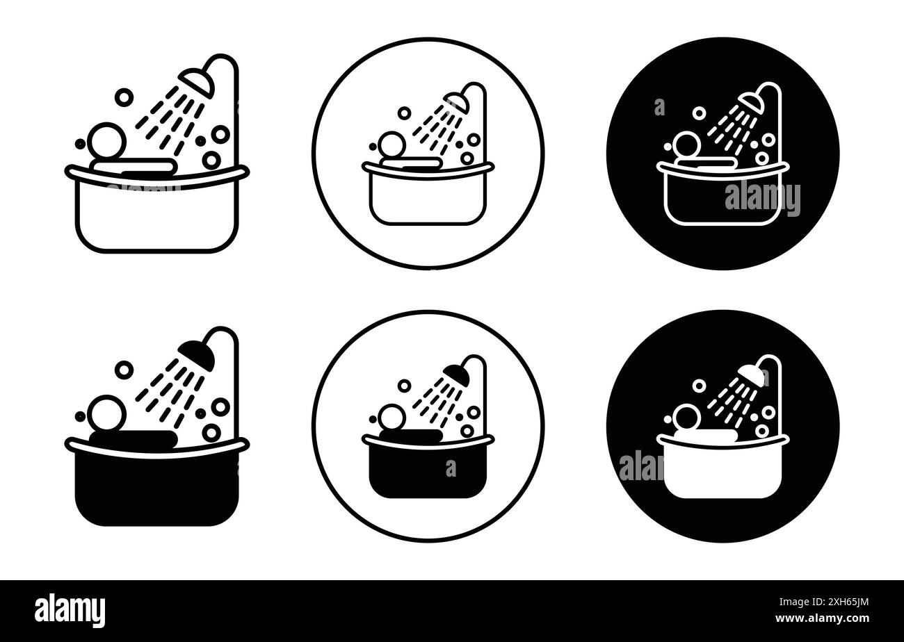 Person Bathing Icon Vector symbol or sign set collection in black and ...