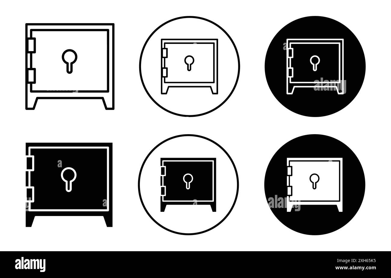 locker icon Vector symbol or sign set collection in black and white ...