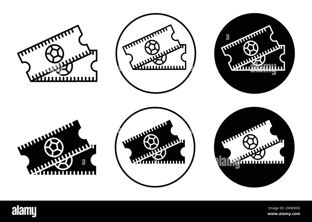 football tickets icon Vector symbol or sign set collection in black and ...