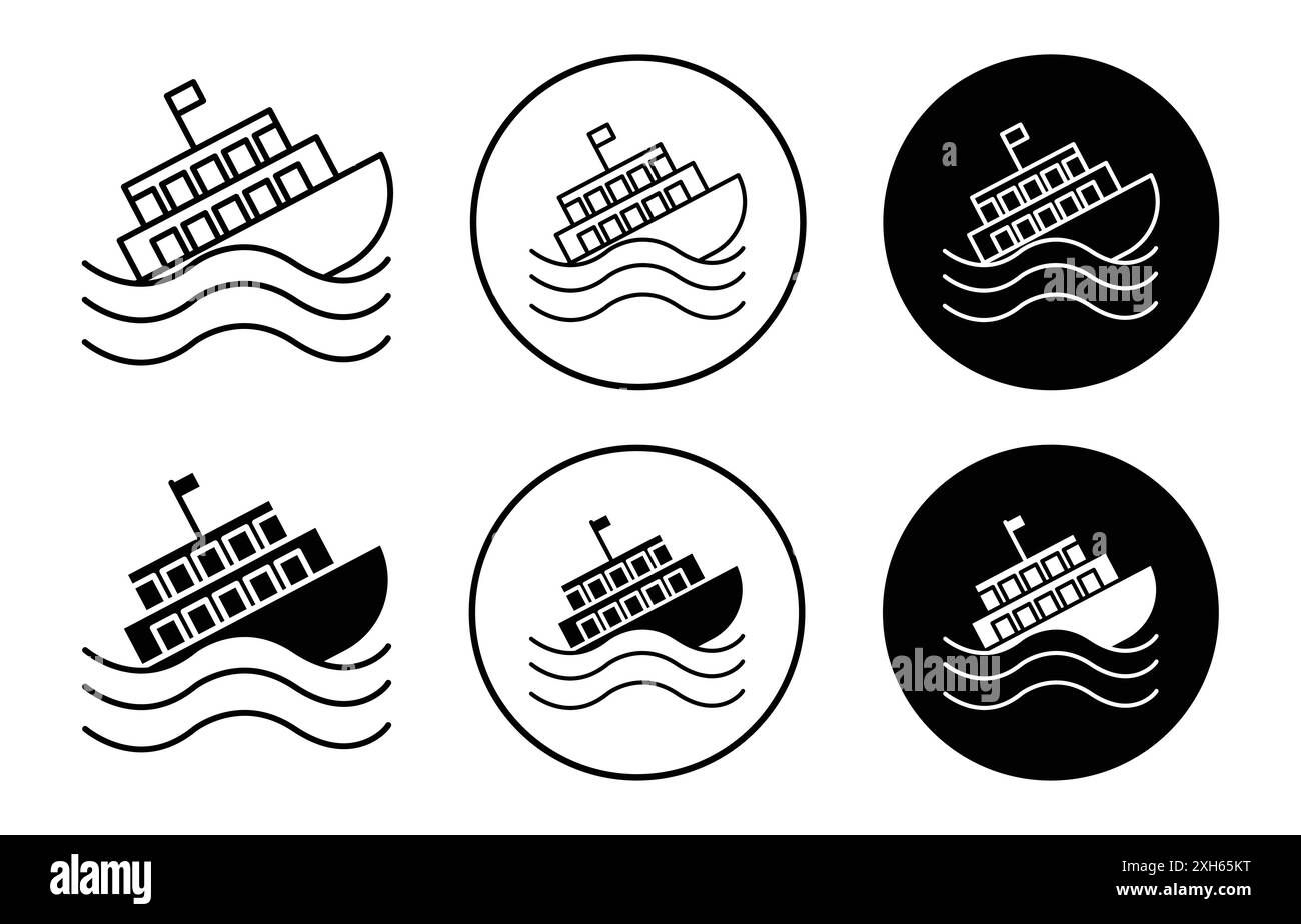 sinking icon Vector symbol or sign set collection in black and white ...