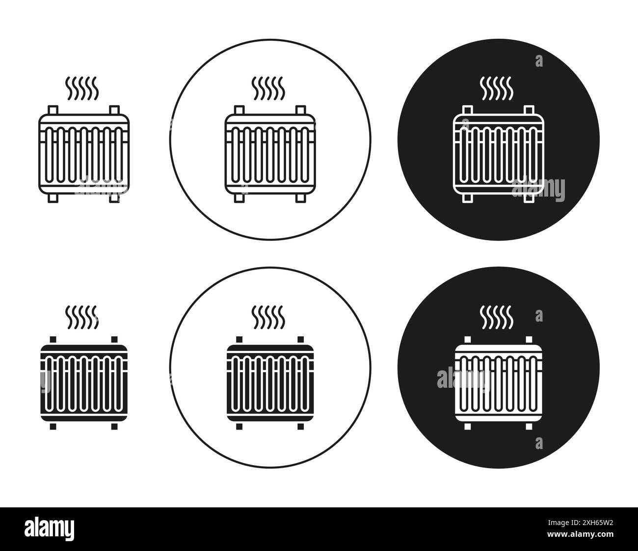 Radiator icon Vector symbol or sign set collection in black and white ...