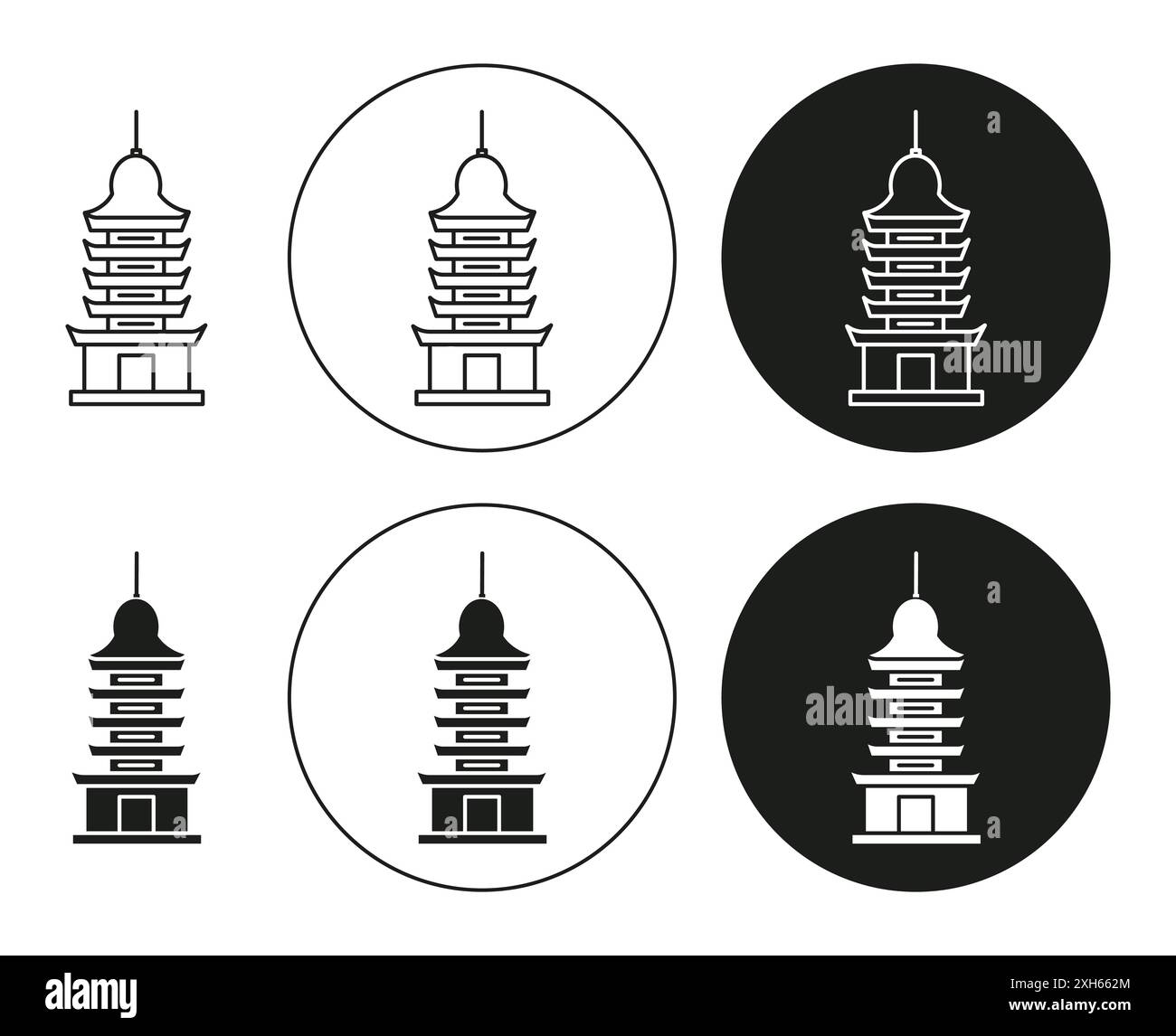 Porcelain Tower of Nanjing icon Vector symbol or sign set collection in ...