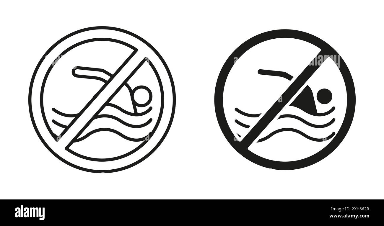 No swimming sign icon Vector symbol or sign set collection in black and ...
