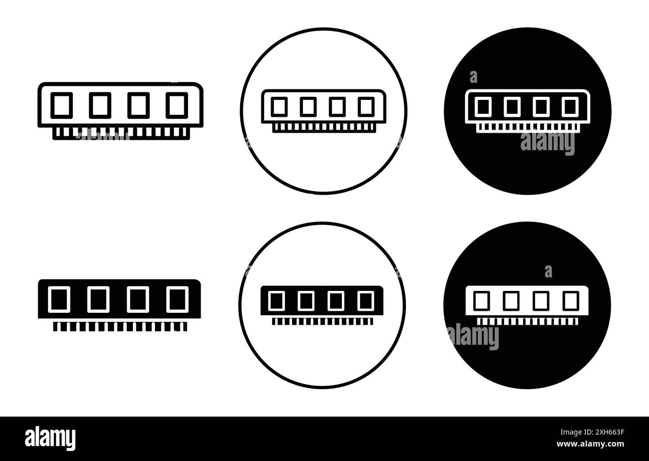 ram memory icon Vector symbol or sign set collection in black and white ...