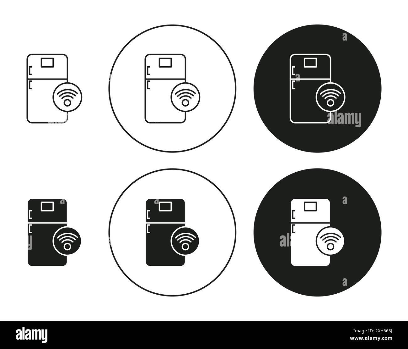 smart fridge icon Vector symbol or sign set collection in black and ...