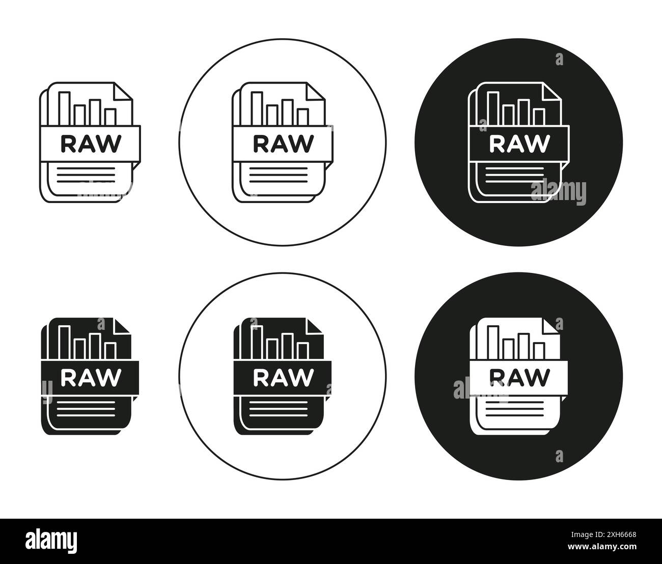 Raw data icon Vector symbol or sign set collection in black and white ...
