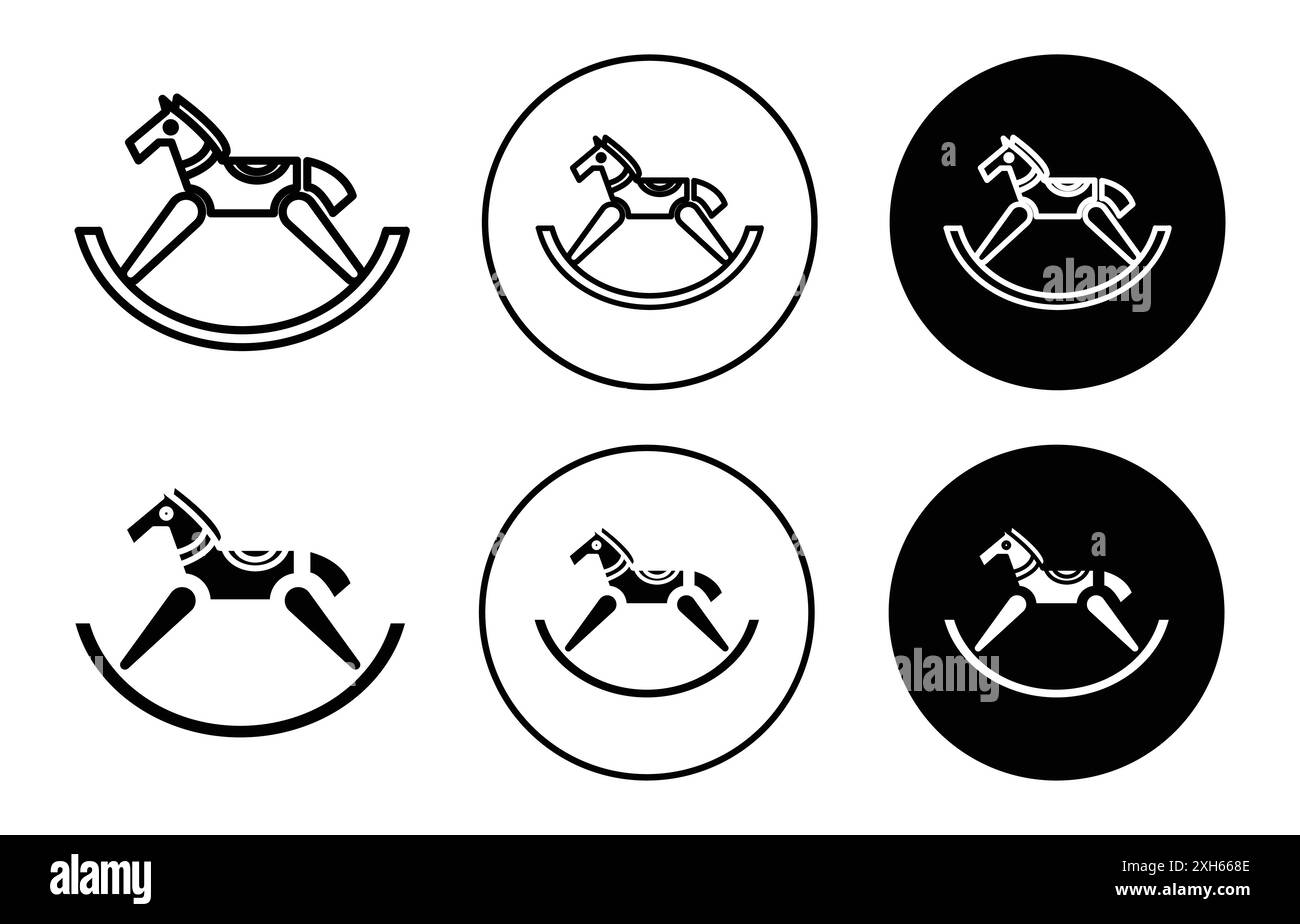 ROCKING HORSE icon Vector symbol or sign set collection in black and ...