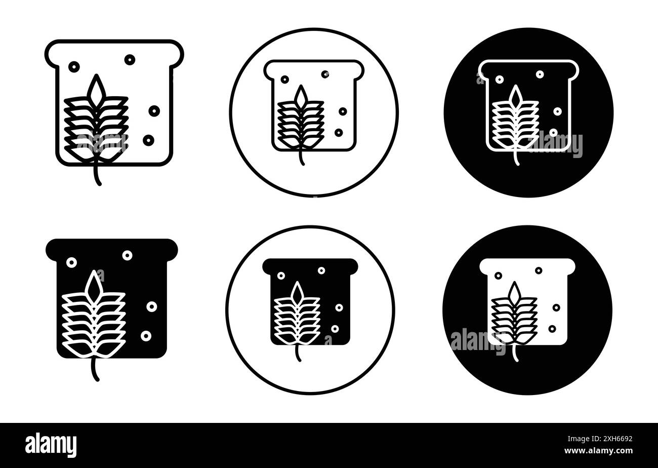 slice of a wheat bread icon Vector symbol or sign set collection in ...