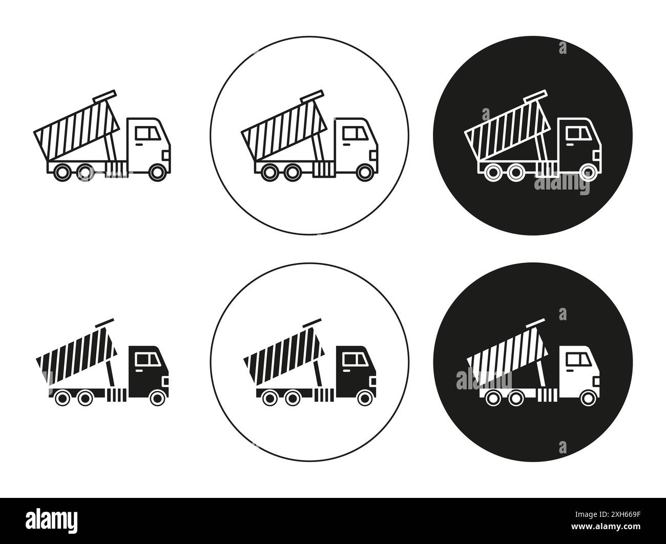 Tipper icon Vector symbol or sign set collection in black and white ...