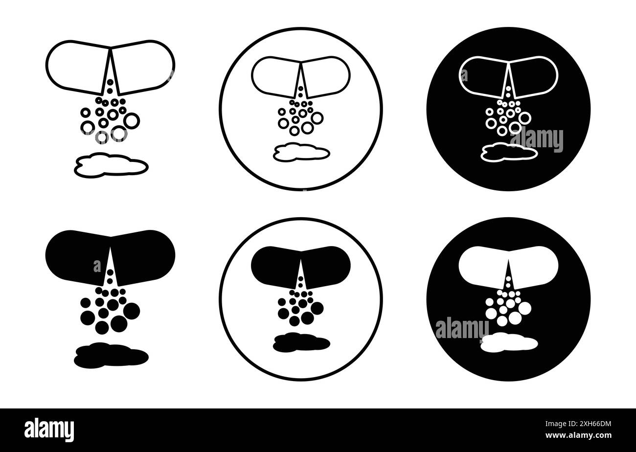 open capsule pill icon Vector symbol or sign set collection in black ...