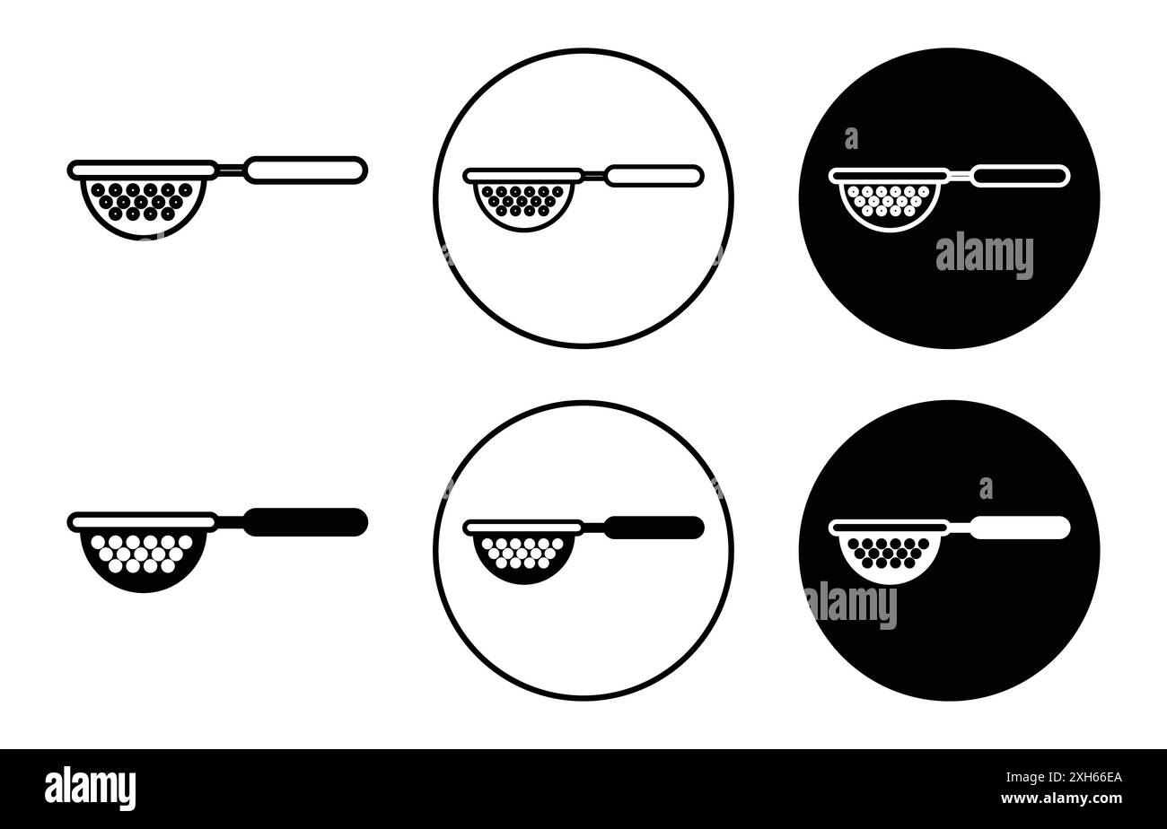 sieve icon Vector symbol or sign set collection in black and white ...