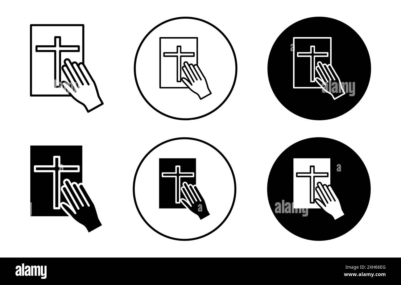 hand in Bible icon Vector symbol or sign set collection in black and ...