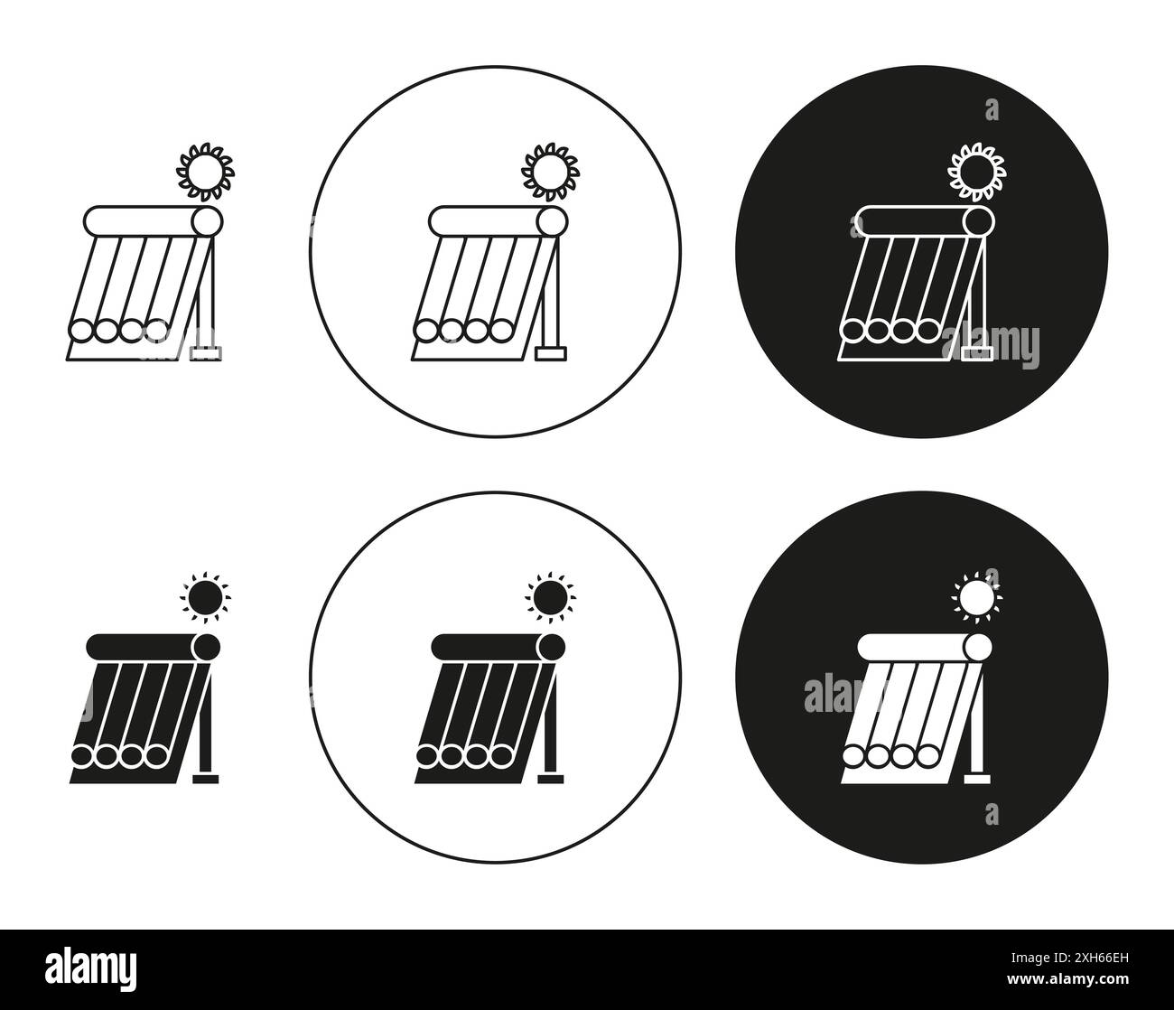 Solar Water Heater icon Vector symbol or sign set collection in black ...