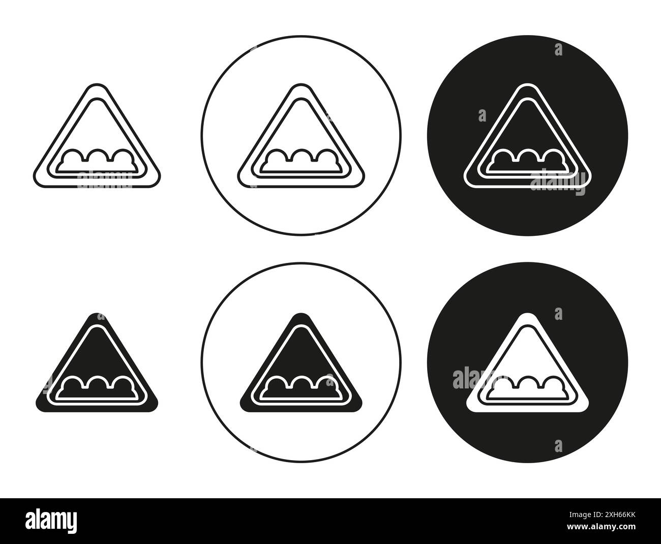rough road icon Vector symbol or sign set collection in black and white ...