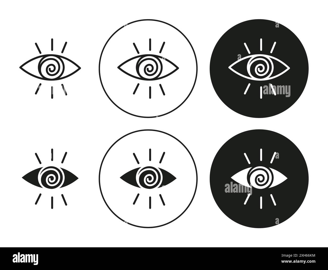 Hypnotic icon Vector symbol or sign set collection in black and white ...