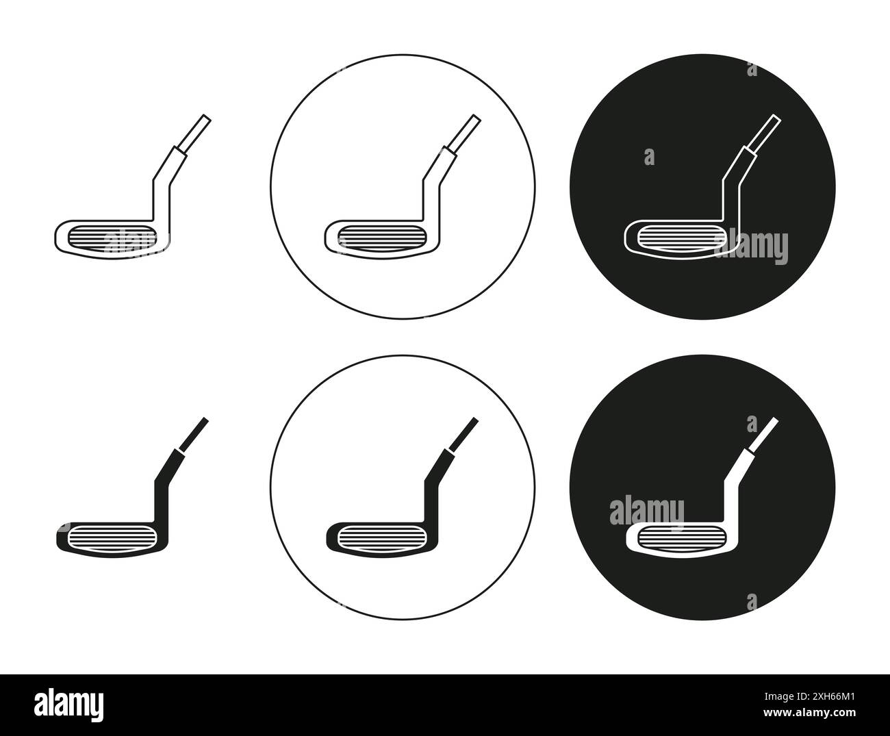 Putter icon Vector symbol or sign set collection in black and white ...