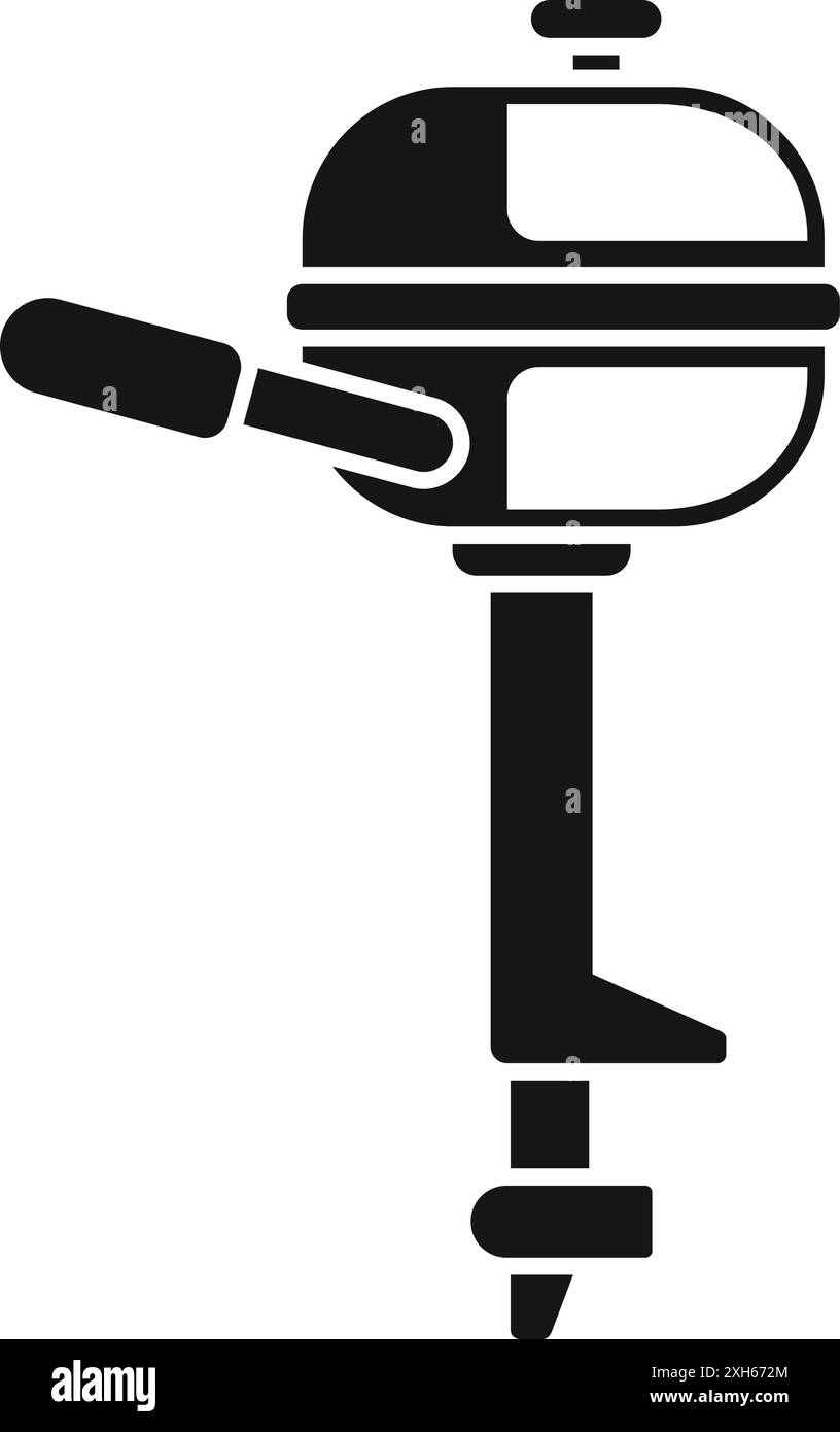 Black silhouette of a boat motor with a handle, ideal for representing ...