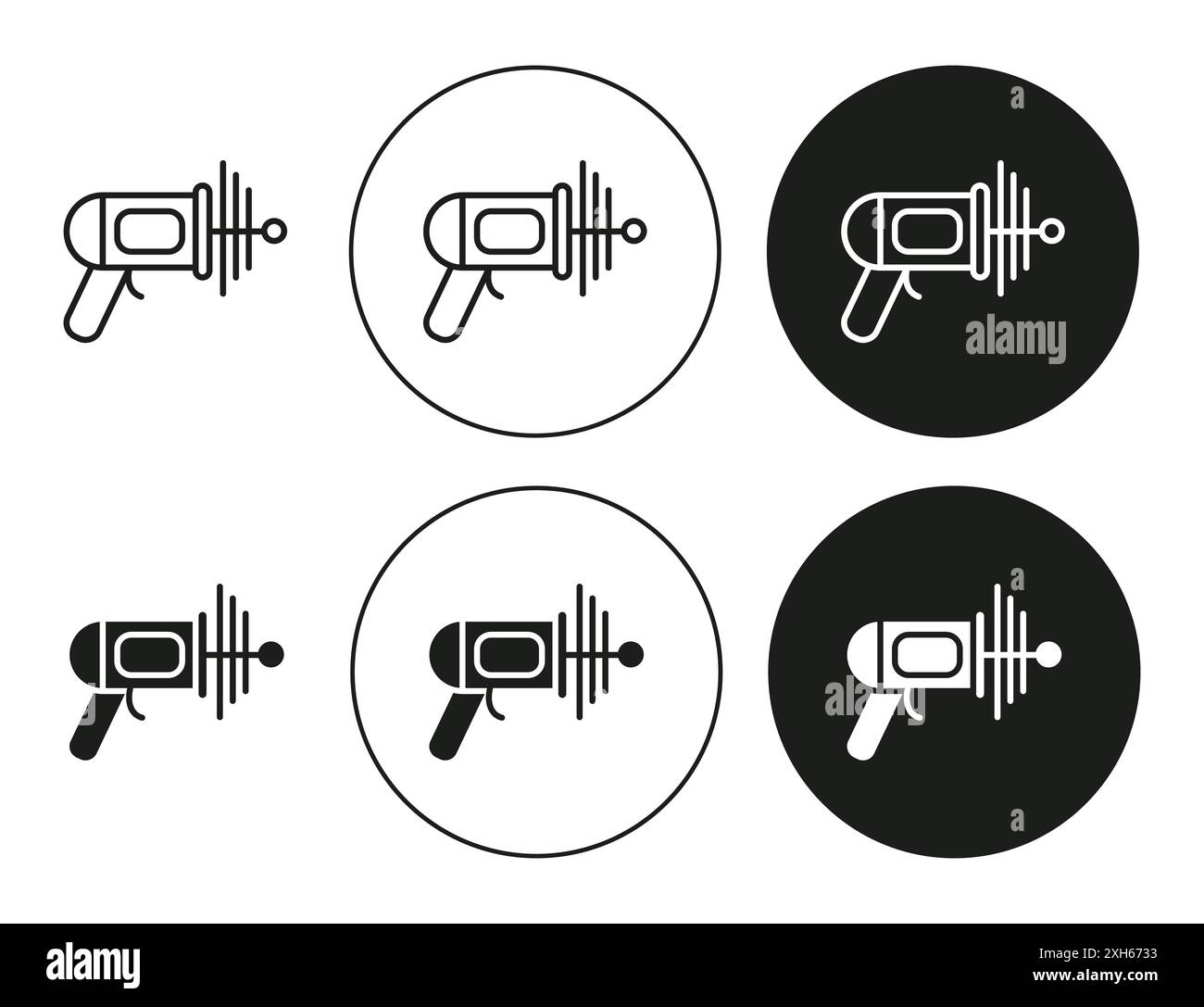 Space gun icon Vector symbol or sign set collection in black and white ...