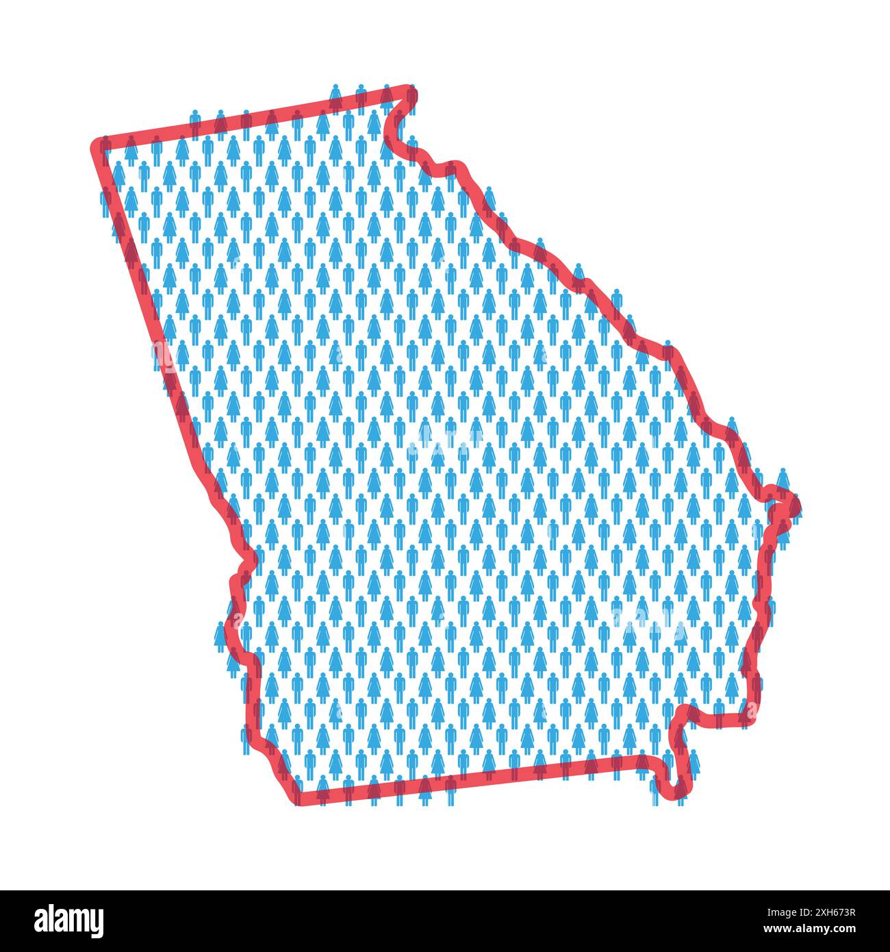 Georgia population map. Stick figures people map with bold red ...