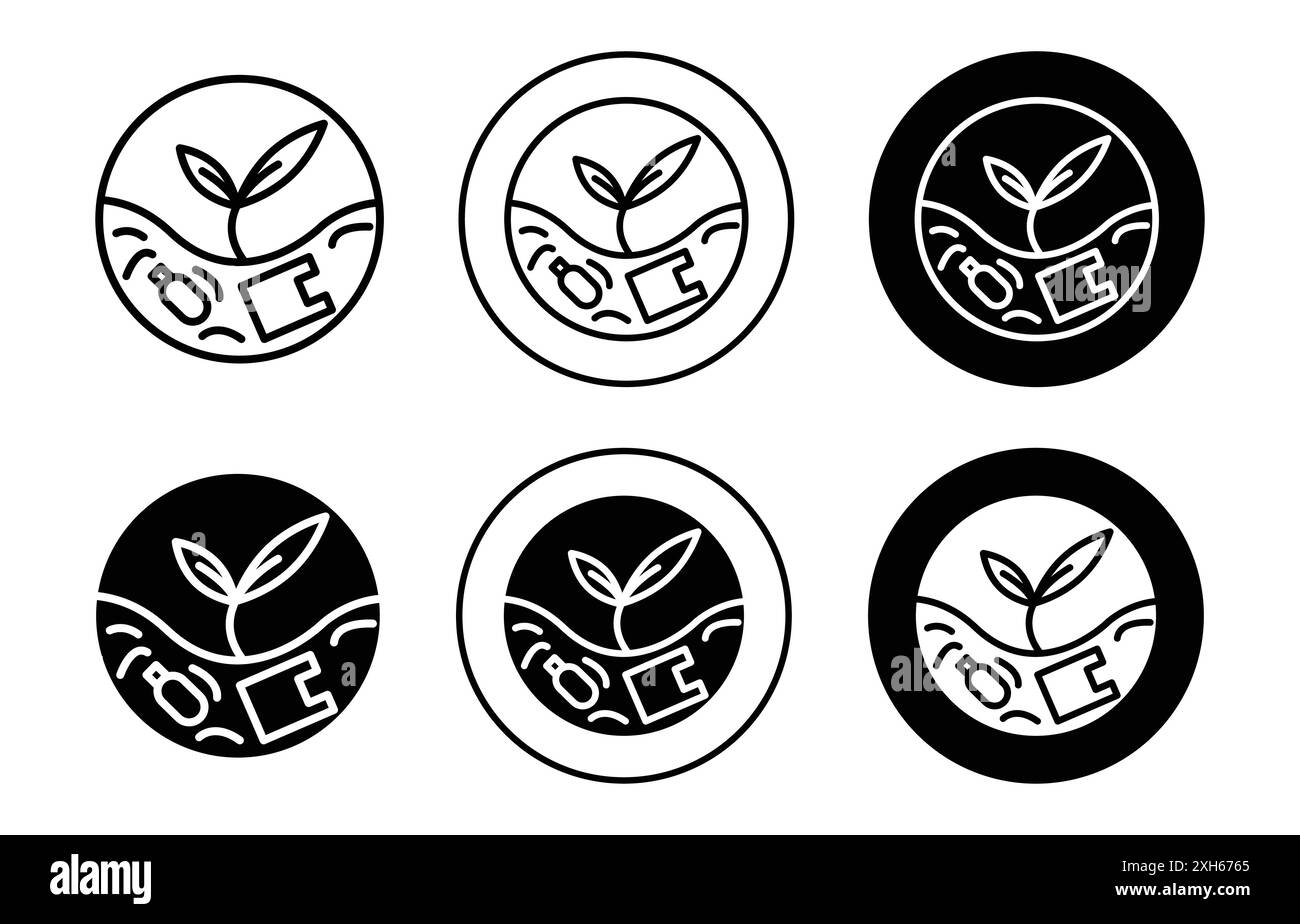 soil pollution line icon Vector symbol or sign set collection in black ...