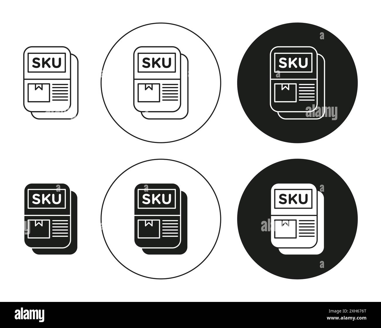 SKU description icon Vector symbol or sign set collection in black and ...