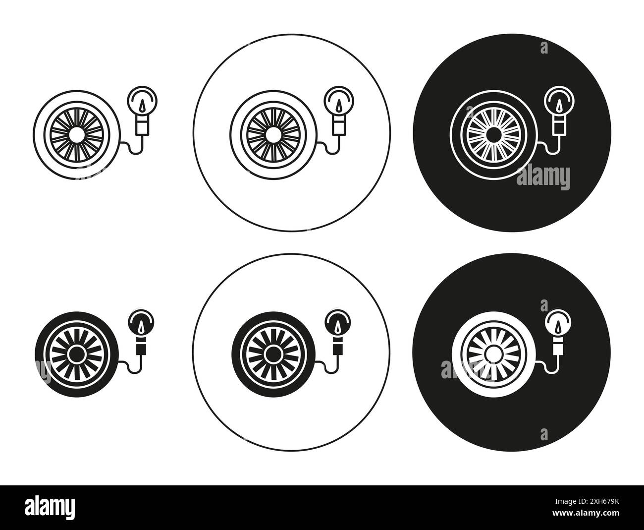 Tire pressure monitoring icon Vector symbol or sign set collection in ...