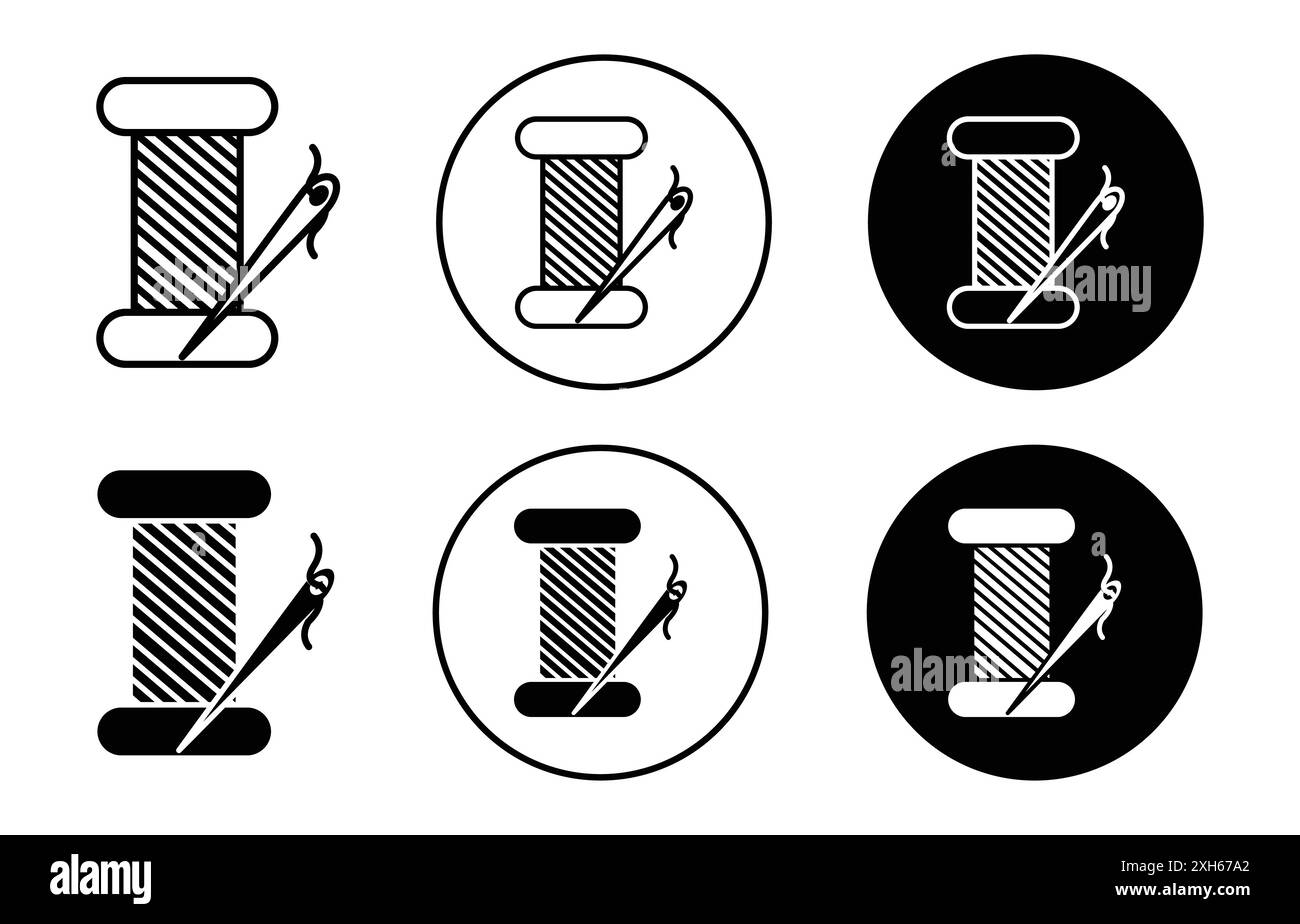 spool of thread icon Vector symbol or sign set collection in black and ...