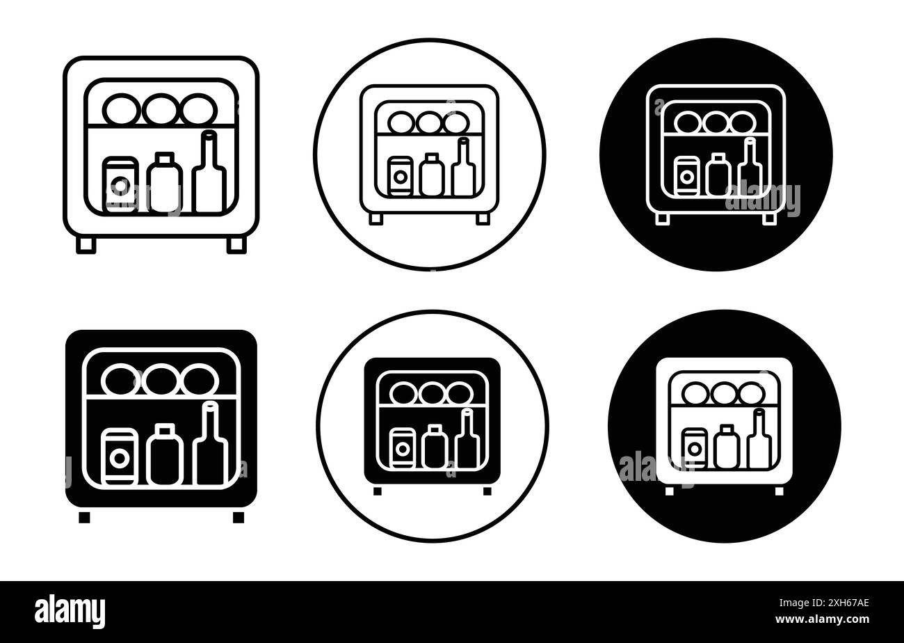 mini bar icon Vector symbol or sign set collection in black and white ...