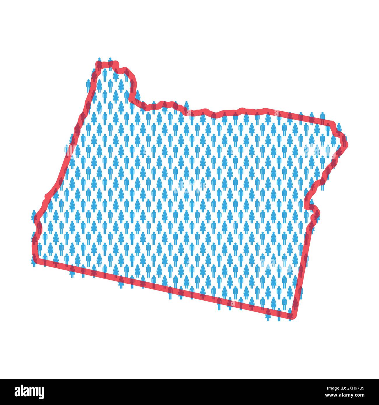 Oregon population map. Stick figures people map with bold red ...