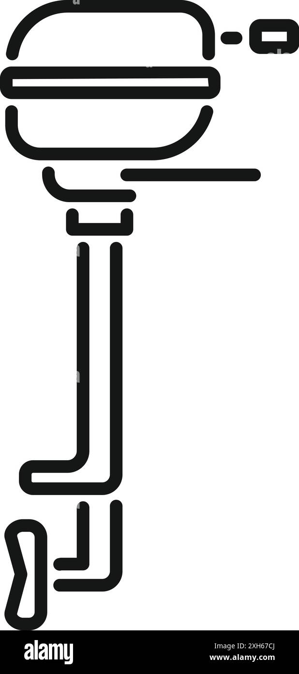 Simple line drawing of a boat motor engine hanging from a transom ...
