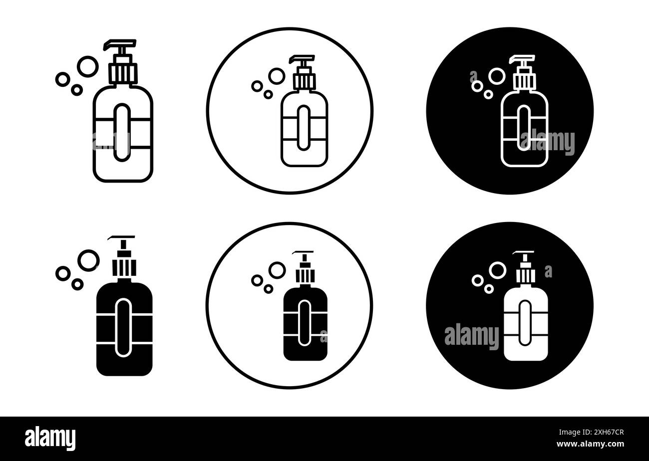 liquid soap bottle icon Vector symbol or sign set collection in black and white outline Stock ...