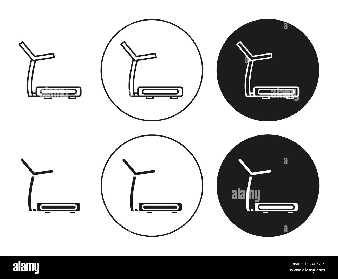 Treadmill icon Vector symbol or sign set collection in black and white outline Stock Vector ...