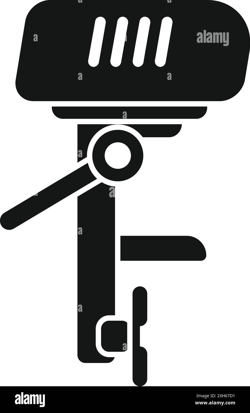 Black silhouette of a boat motor, an essential device for propelling ...
