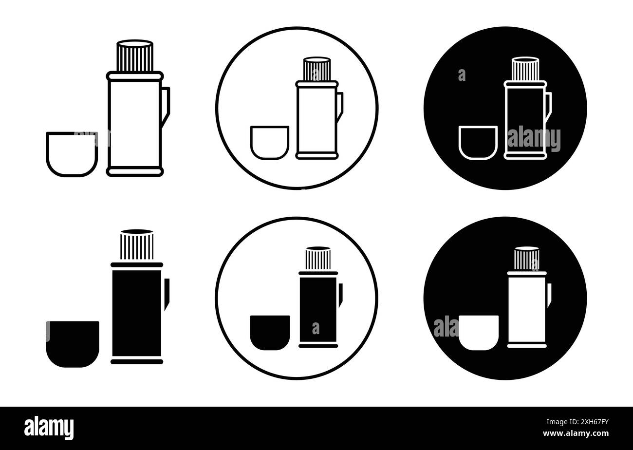 thermos icon Vector symbol or sign set collection in black and white ...
