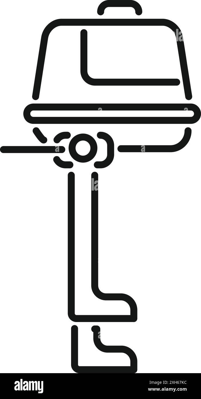 Simple line icon of a boat motor, representing the power behind water ...