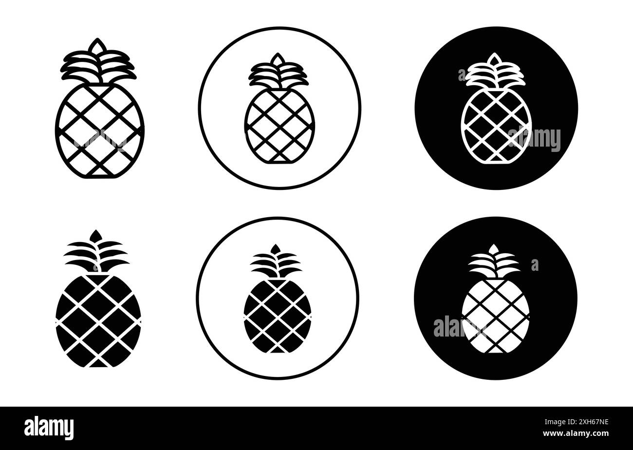 Black white cartoon illustration pineapple hi-res stock photography and ...