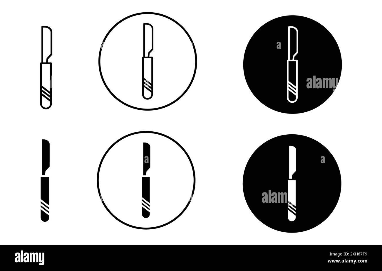 Scalpel icon Vector symbol or sign set collection in black and white ...