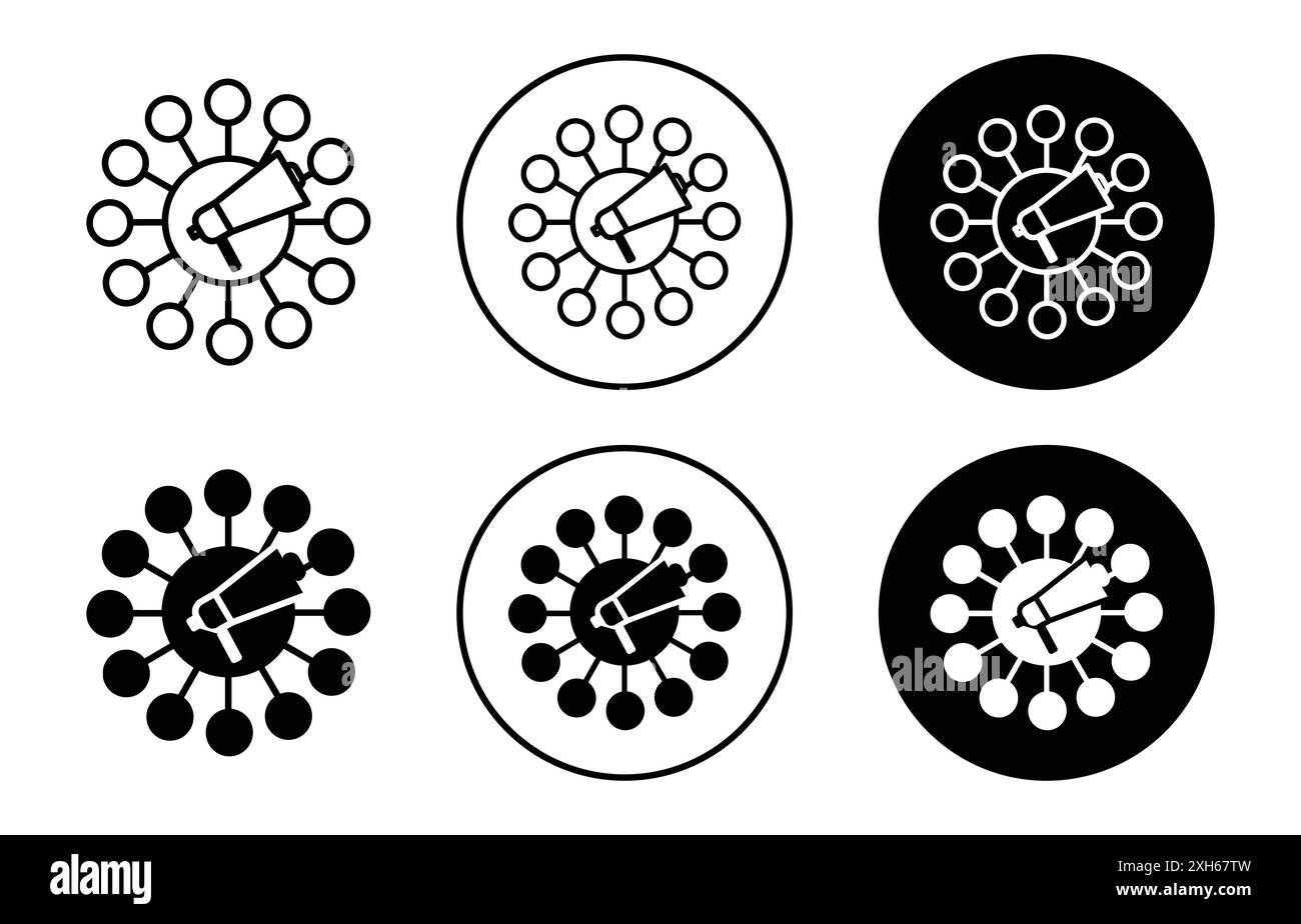 viral icon Vector symbol or sign set collection in black and white ...