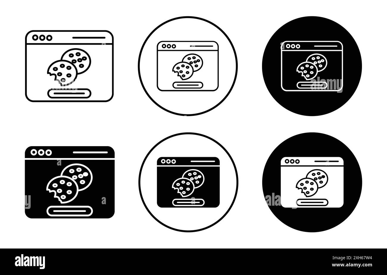 web Cookies icon Vector symbol or sign set collection in black and ...