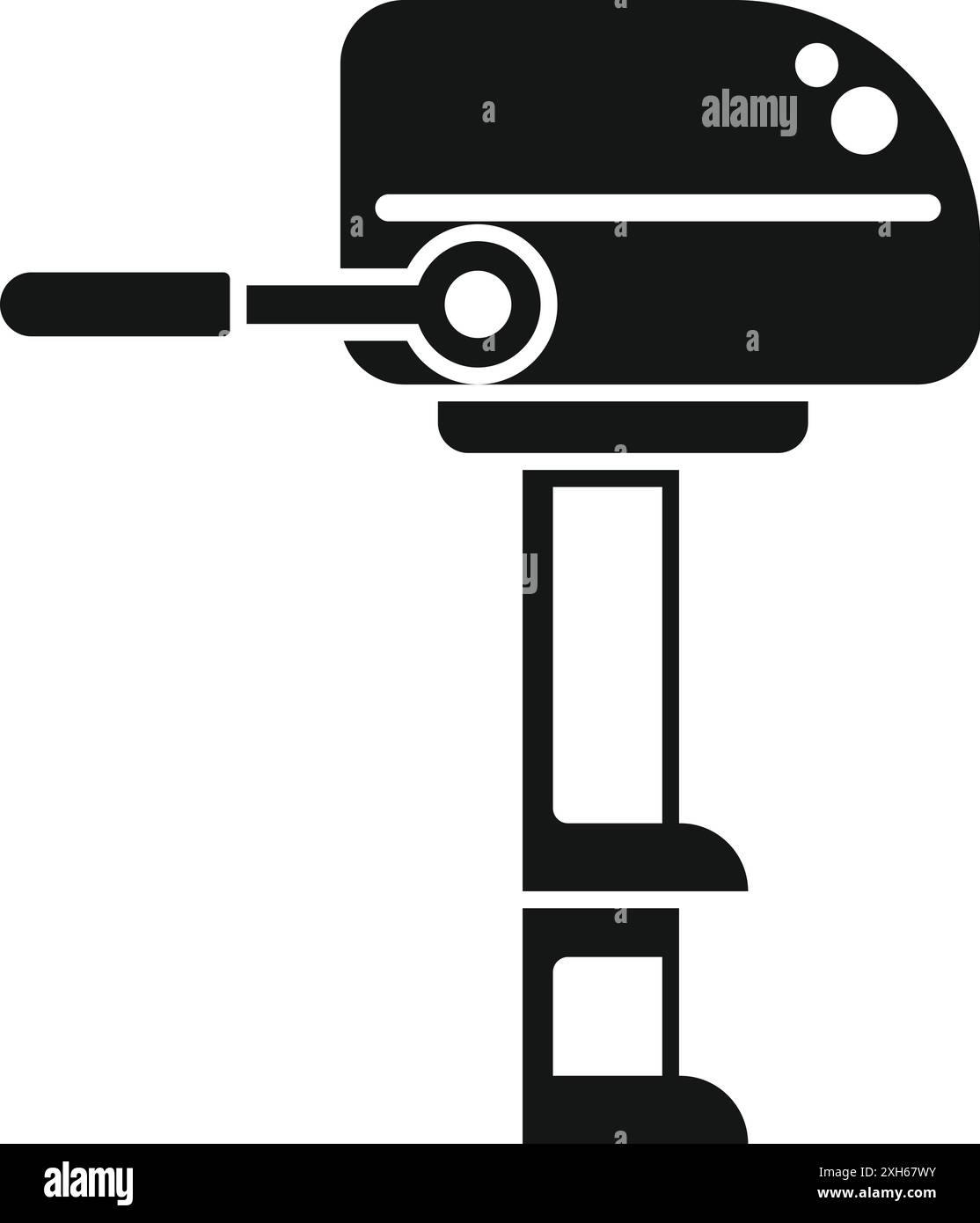 Simple black silhouette of a boat motor, representing the power source ...