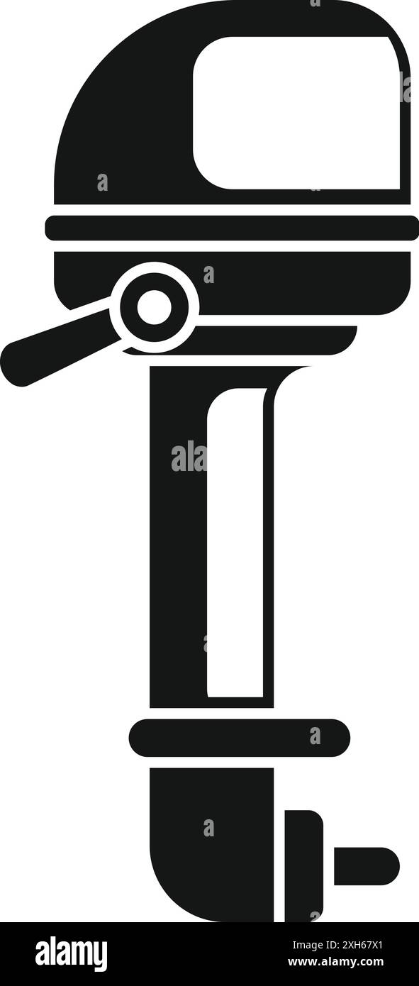 Black silhouette of a boat motor engine, a powerful symbol of marine ...