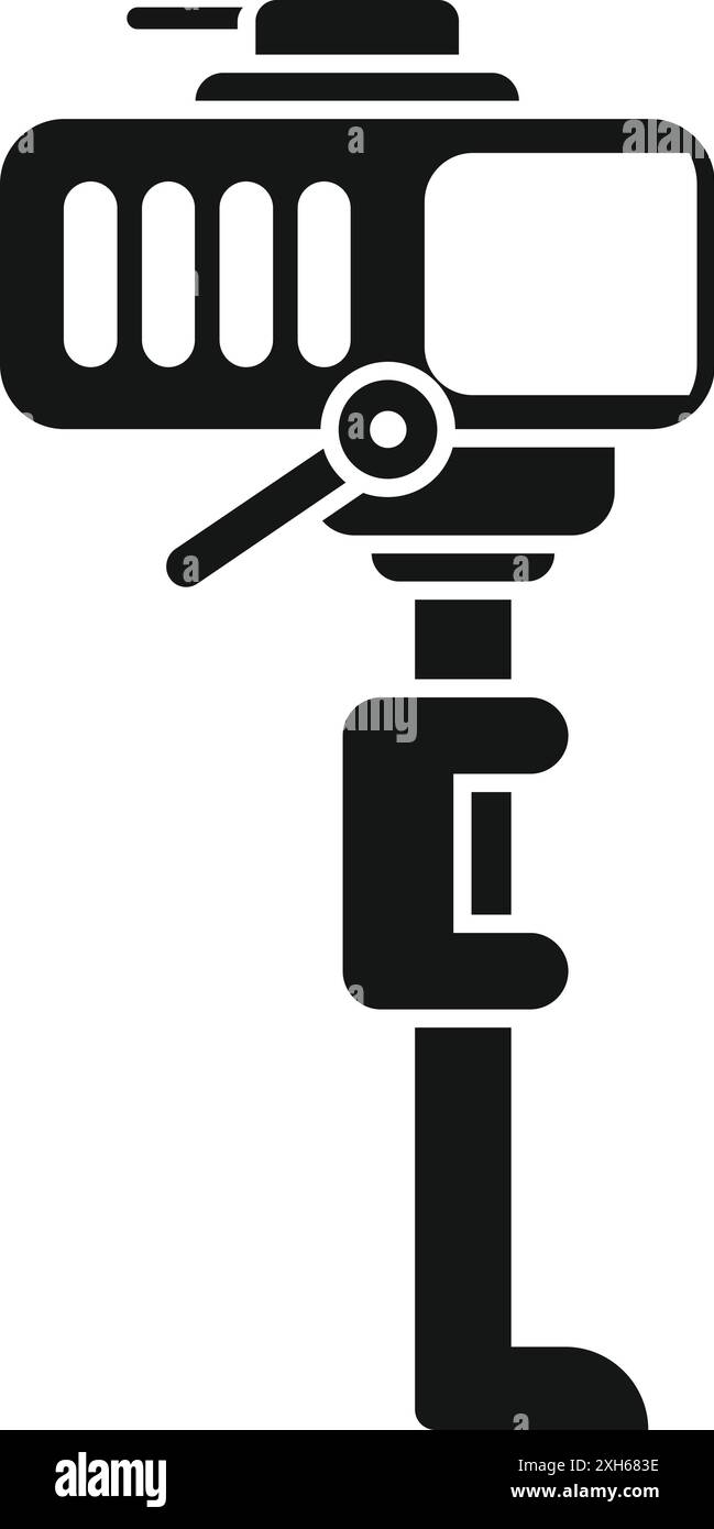 Black silhouette icon of a powerful boat motor engine, ideal for ...