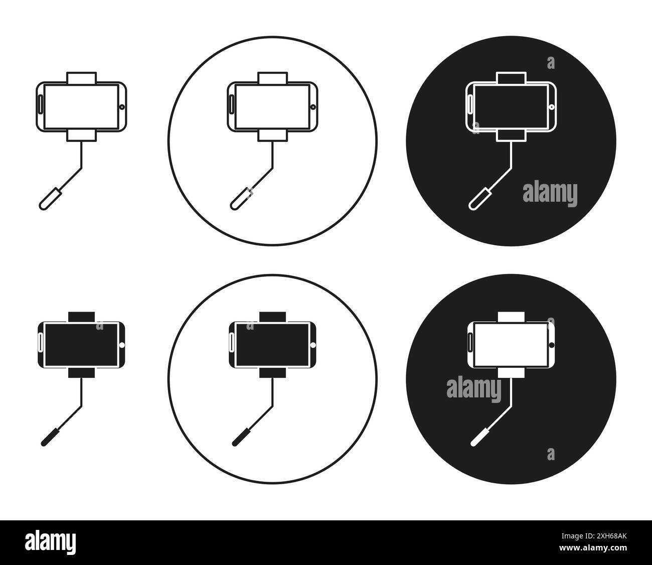 Selfie stick icon Vector symbol or sign set collection in black and ...