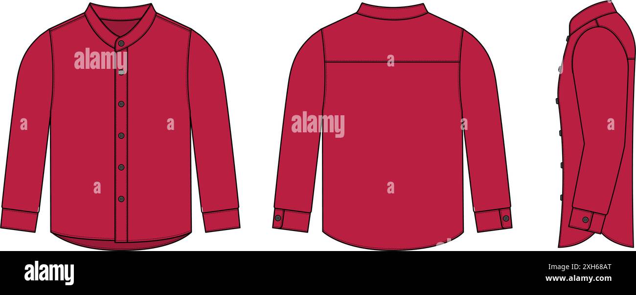 Stand-up collar shirt vector template illustration Stock Vector Image ...