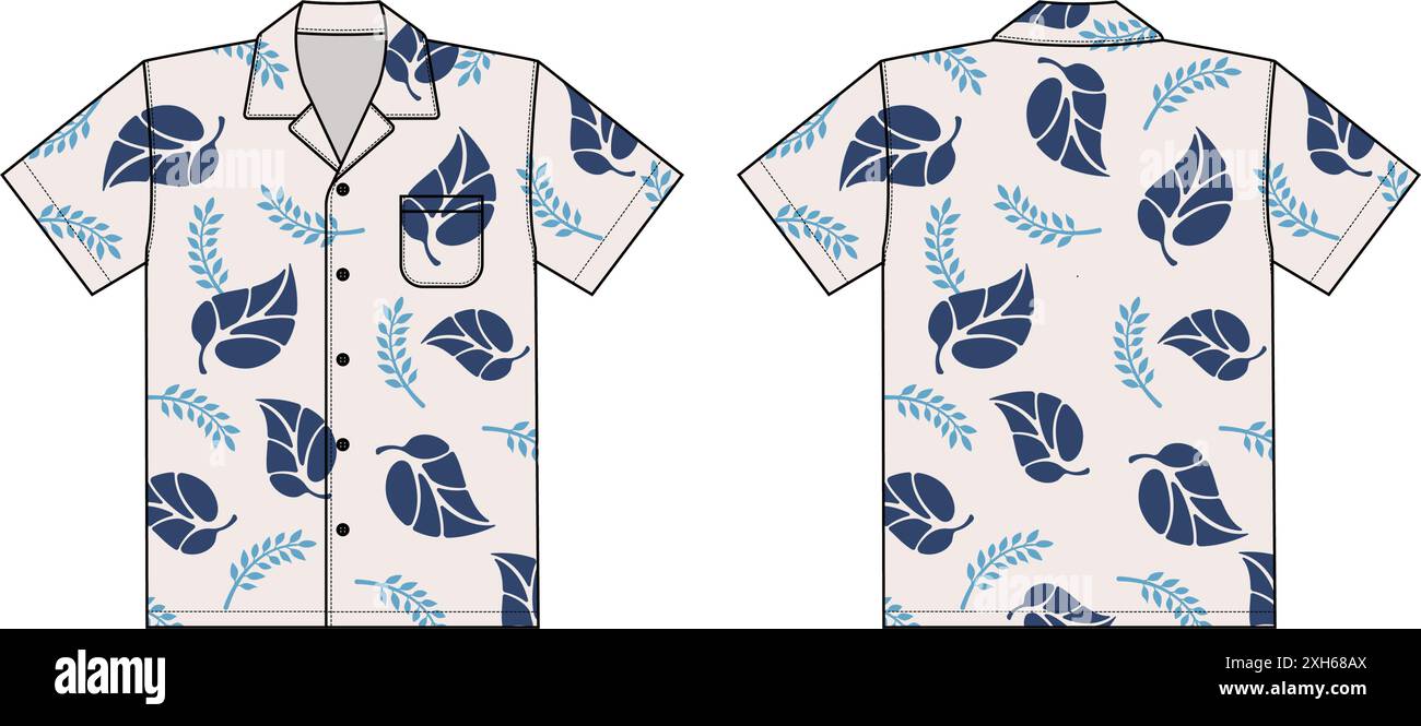 Hawaiian shirt (aloha shirt) vector template illustration Stock Vector ...