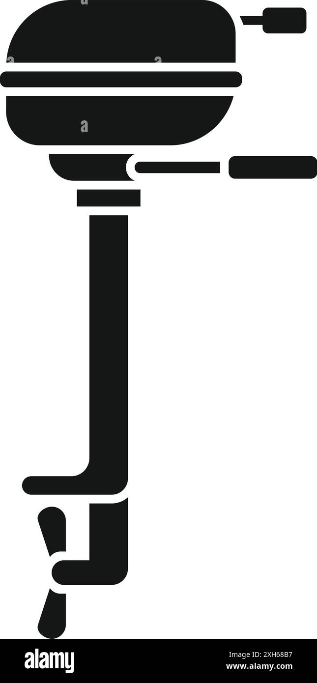 Black and white icon of a boat motor, with the propeller spinning ...