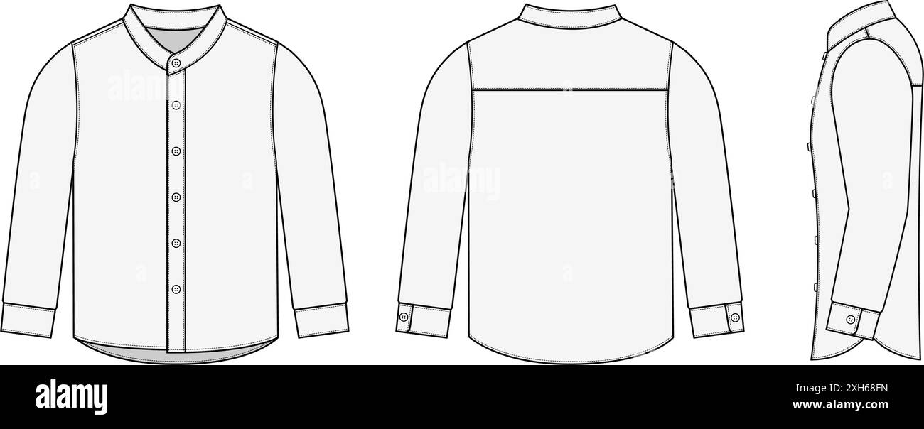 Stand-up collar shirt vector template illustration Stock Vector Image ...