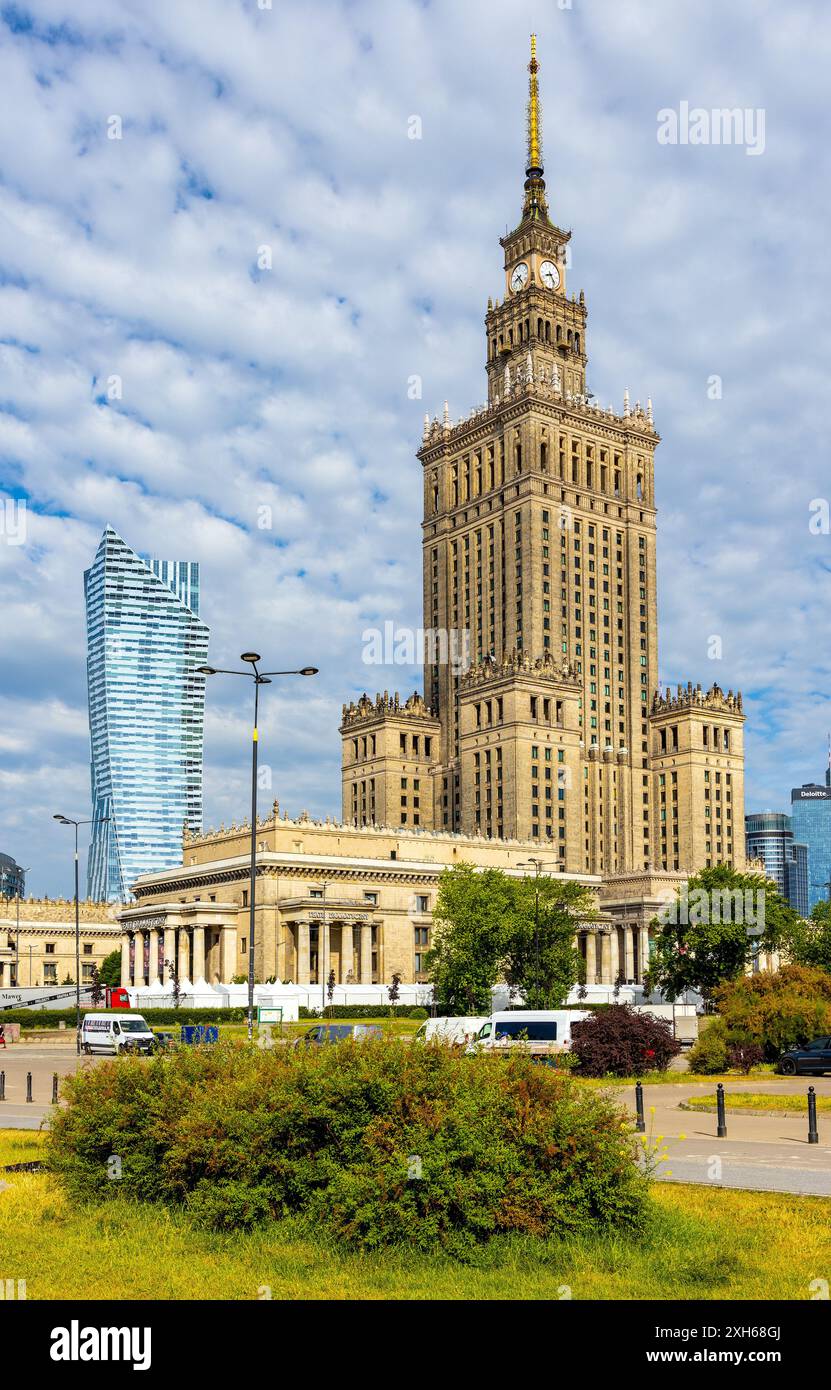 Warsaw, Poland - May 26, 2024: Srodmiescie downtown districts with PKiN ...