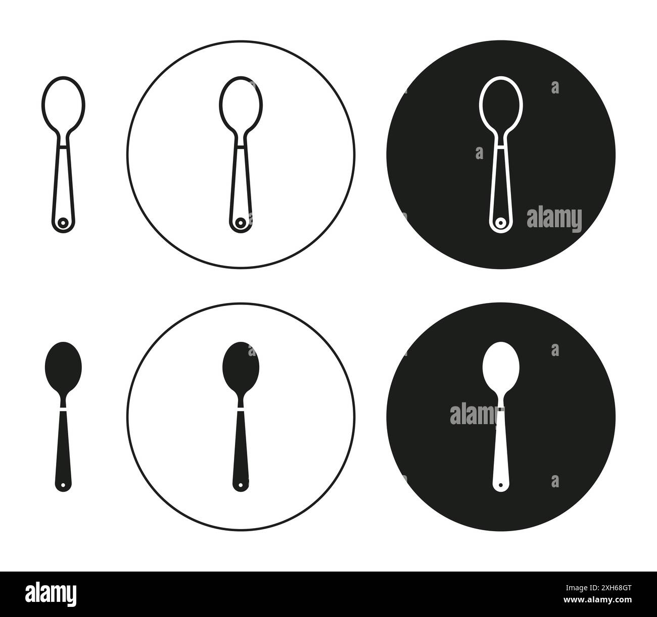 Spoon icon Vector symbol or sign set collection in black and white ...